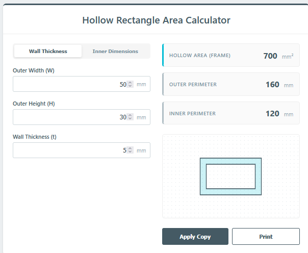 Hollow Rectangle Area Calculator - Free A-Z Online Calculators