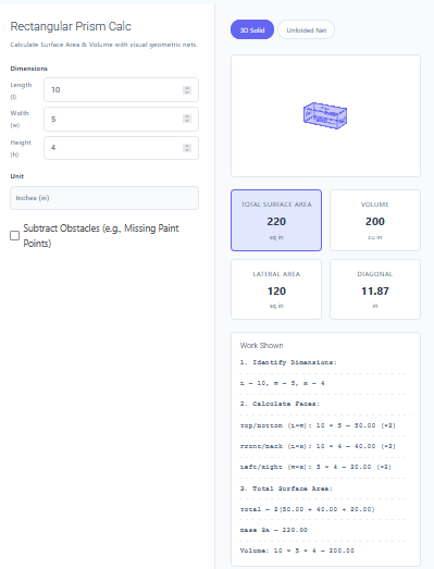 Rectangular Prism Calculator - Free A-Z Online Calculators