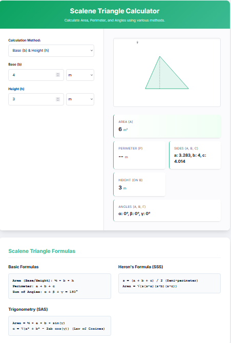 Scalene Triangle Area Calculator - Free A-Z Online Calculators
